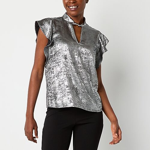 Click here for Worthington Womens Keyhole Neck Short Sleeve Satin... prices