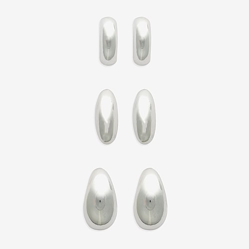 Mixit Womens 3 Pair Earring Set  One Size  Silver