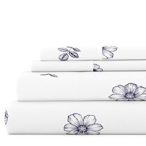 ienjoy Home The Boho & Beyond Premium Ultra Soft Pattern 4-Pc. Sheet Set  King - Indigo Flowers
