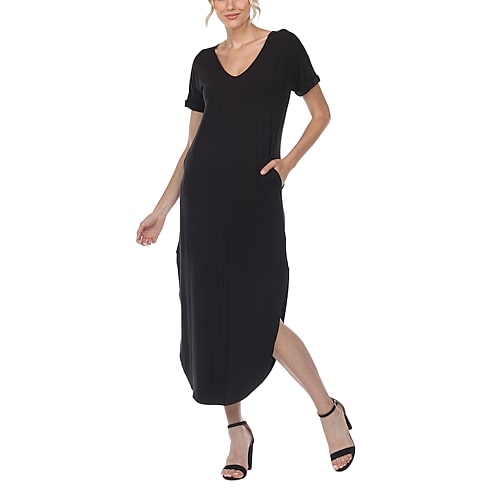 Click here for White Mark Womens V Neck Short Sleeve Fitted Maxi... prices