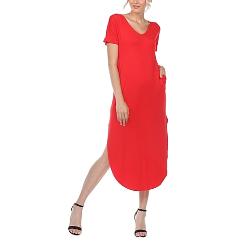 Click here for White Mark Womens V Neck Short Sleeve Fitted Maxi... prices