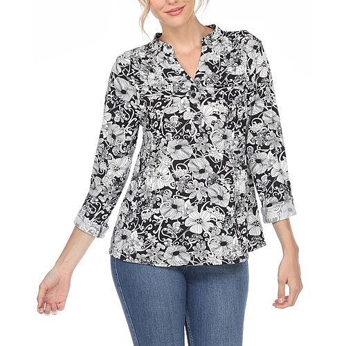 Click here for Womens White Mark Pleated Long Sleeve Floral Blous... prices