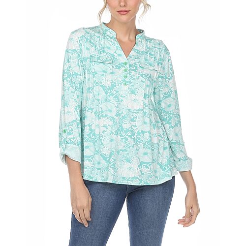 Click here for Womens White Mark Pleated Long Sleeve Floral Blous... prices