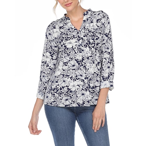 Click here for Womens White Mark Pleated Long Sleeve Floral Blous... prices