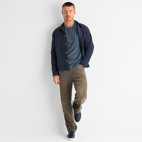 Click here for mutual weave Mens Long Sleeve Regular Fit Henley S... prices