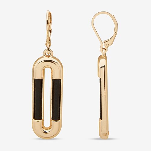 Click here for Worthington Gold Tone & Black Leather Link Womens... prices