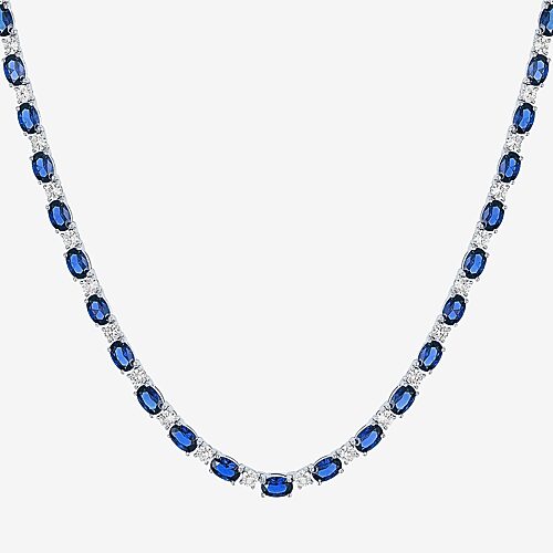 Click here for Womens Blue Sapphire Sterling Silver 18 Inch Tenni... prices