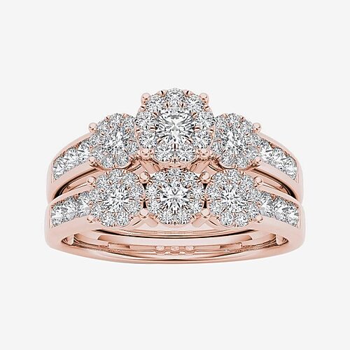 Click here for 3/4 CT.T.W. Natural Diamond 10K Rose Gold Bridal R... prices