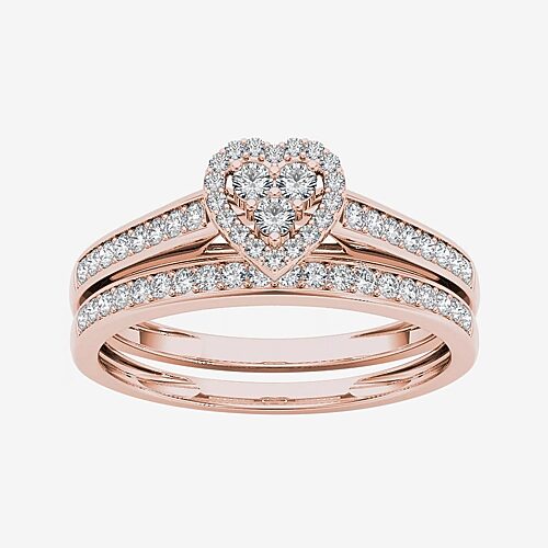 Click here for 1/2 CT.T.W. Natural Diamond 10K Rose Gold Heart-Sh... prices