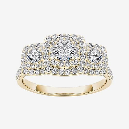 Click here for 1 CT.T.W. Natural Diamond Halo 10K Yellow Gold Eng... prices