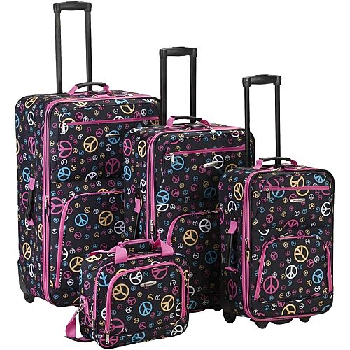 Click here for Rockland 4-Pc. Softside Luggage Set - Peace Signs prices