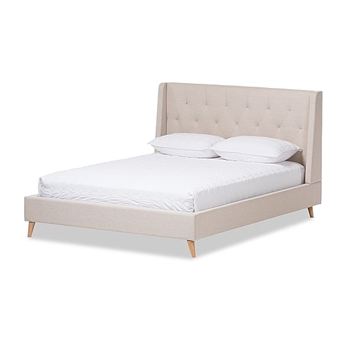 Click here for Adelaide Upholstered Platform Bed  One Size  Beige prices