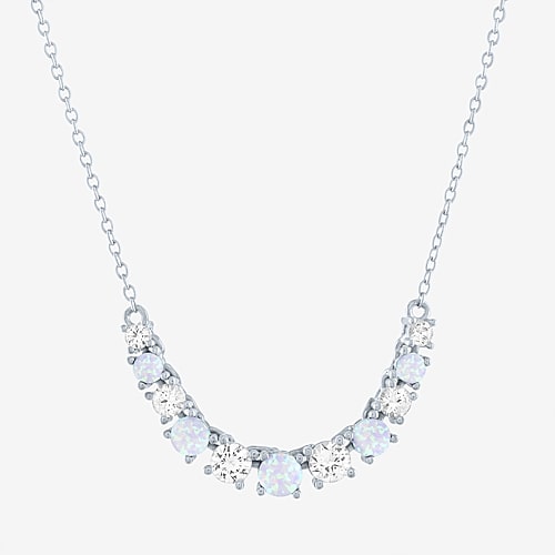 Click here for Womens Lab Created Gemstone Sterling Silver Collar... prices