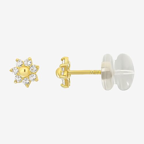 Click here for Girls 14K Yellow Gold Cubic Zirconia Flower Stud E... prices