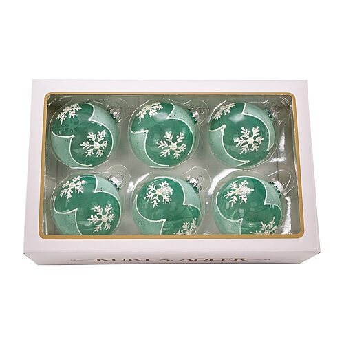 Click here for Kurt S. Adler Glass Teal Snowflake 6pc. Ball Ornam... prices