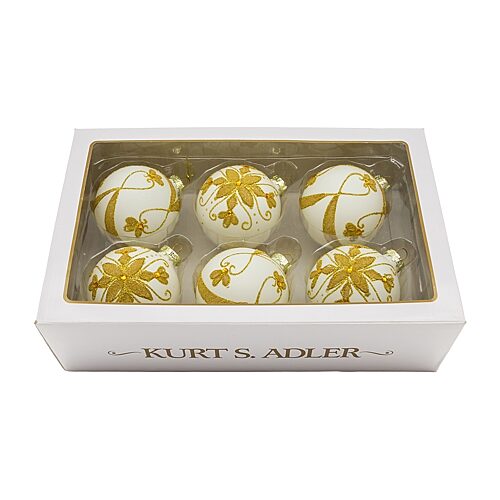 Click here for Kurt S. Adler 80mm White Balls w/ Gold Beads 6pc.... prices