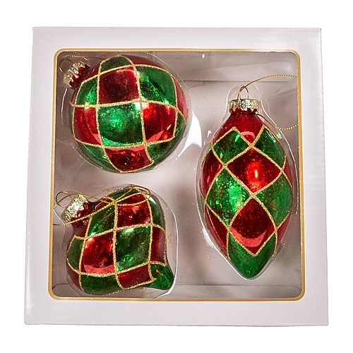 Click here for Kurt S. Adler 80MM Green & Red Ball 3pc. Ornament... prices