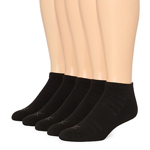 Xersion Running Mens Multi-Pack 5 Pair Low Cut Socks  10-13  Black