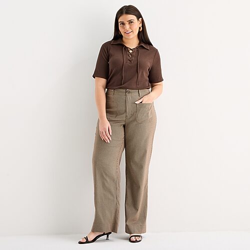 Click here for a.n.a Womens Plus Wide Leg Highest Rise Trouser  1... prices