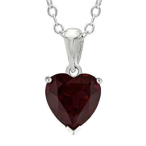 Click here for Heart-Shaped Genuine Garnet Sterling Silver Pendan... prices