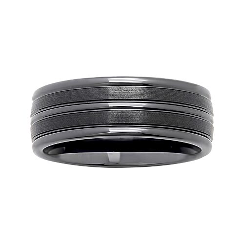 Click here for Personalized Mens 8mm Comfort Fit Striped Black Ce... prices
