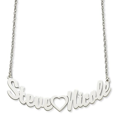 Personalized Sterling Silver Couples Name Necklace  One Size  White