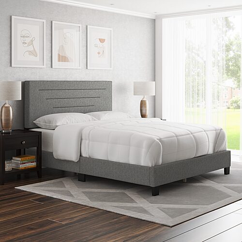 Click here for Cordoba Linen Upholstered Platform Bed Frame with... prices