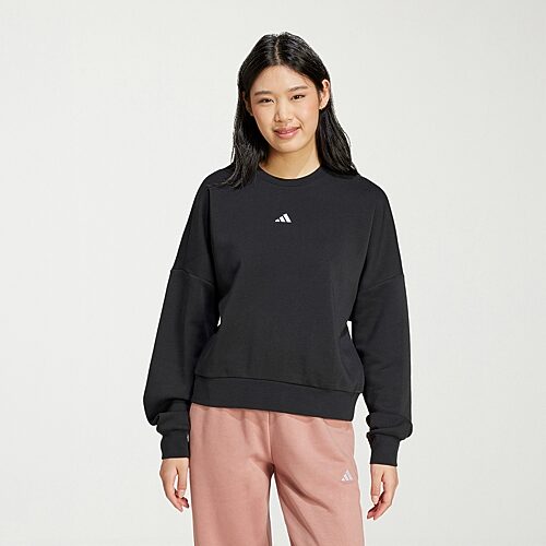 adidas Womens Essentials Crewneck Small-Logo Sweatshirt - Black/White