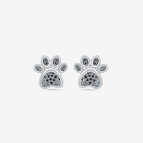 Click here for Paw Print 1/8 CT. T.W. Natural Black Diamond Sterl... prices