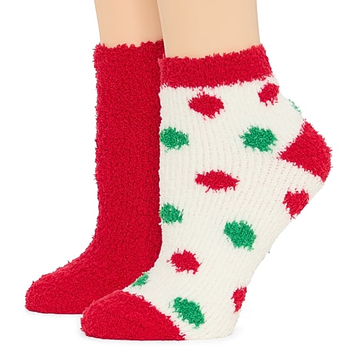 Click here for Mixit Cozy Womens 2 Pair Low Cut Socks  4-10  Red prices