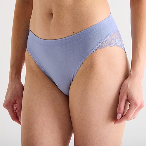 Click here for Ambrielle Seamless Lace High Cut Panty  Small  Blu... prices