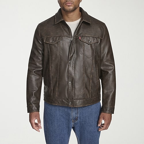 Click here for Levis Mens Faux Leather Midweight Trucker Jacket... prices