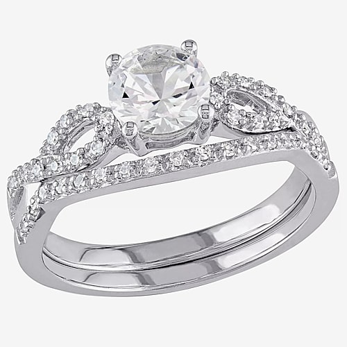 Click here for Lab Created White Sapphire & 1/6 CT. T.W Diamond 1... prices