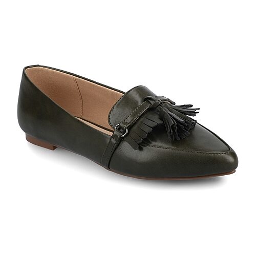 Journee Collection Womens Jannah Pointed Toe Flats - Olive
