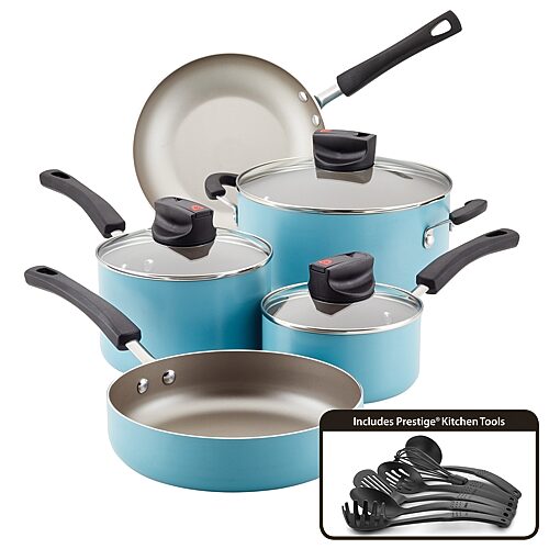 Farberware Smart Control 14-Pc. Nonstick Cookware Set - Aqua