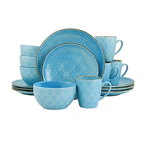 Elama 16-pc. Stoneware Dinnerware Set  One Size  Blue