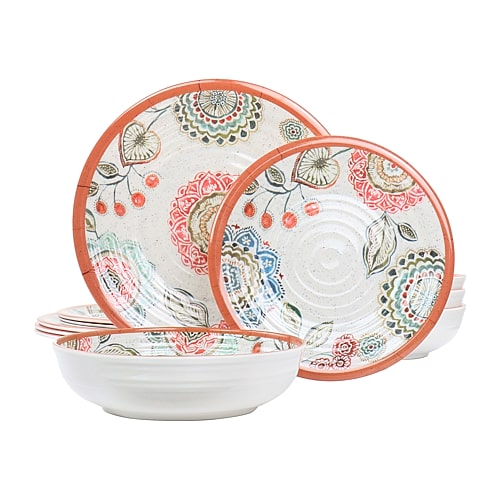 Elama Ester 12 Piece Melamine Dinnerware Set