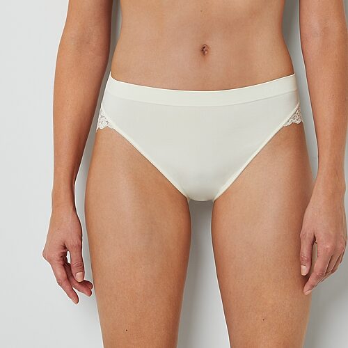 Click here for Ambrielle Seamless Lace High Cut Panty  Small  Whi... prices