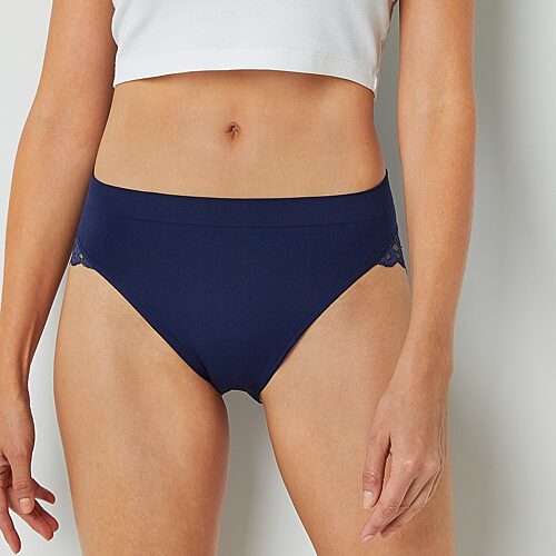 Click here for Ambrielle Seamless Lace High Cut Panty  Small  Blu... prices