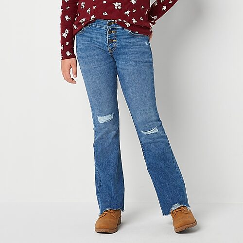 Click here for Thereabouts Little & Big Kid Girls Ripped Flare Le... prices