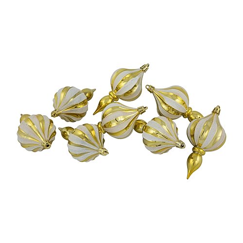 Click here for Northlight 4.75in Gold Finial 8-pc Christmas Ornam... prices
