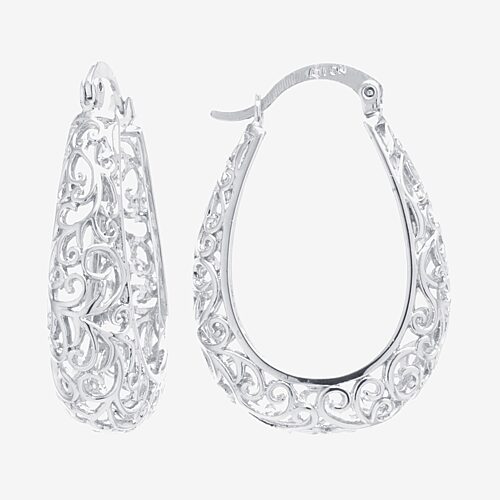 Click here for Silver Reflections Womens 30mm Oval Hoop Earrings... prices