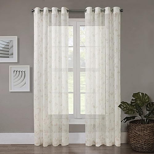 Click here for Regal Home Crushed Voile Leaves Print Grommet Top... prices