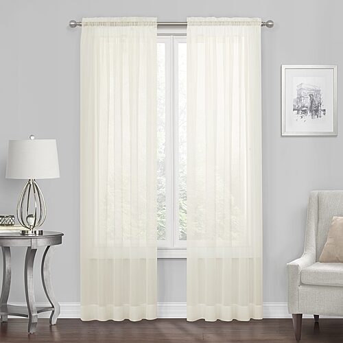 Regal Home Solid Voile Rod Pocket Sheer Single Curtain Panel  One Size  Beige