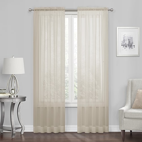 Regal Home Solid Voile Rod Pocket Sheer Single Curtain Panel  One Size  Brown