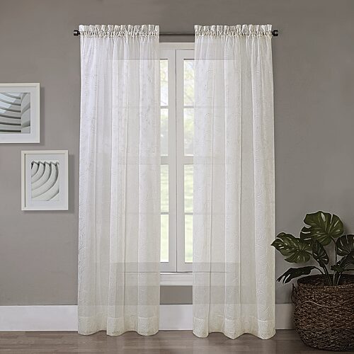 Click here for Regal Home Embroidered Voile Rod Pocket Embroidere... prices