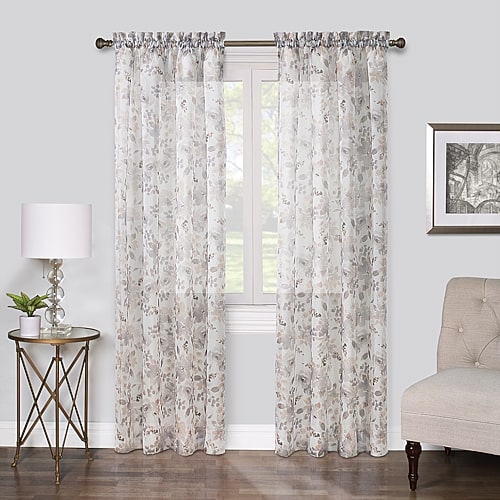 Click here for Regal Home Floral Printed Voile Rod Pocket Sheer S... prices