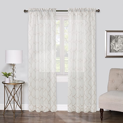 Click here for Regal Home Fret Printed Voile Rod Pocket Sheer Sin... prices
