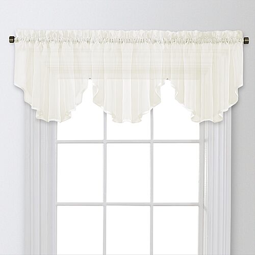 Regal Home Voile Solid Rod Pocket Ascot Valance  One Size  Beige