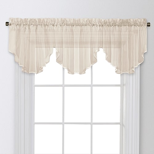 Regal Home Voile Solid Rod Pocket Ascot Valance  One Size  Brown